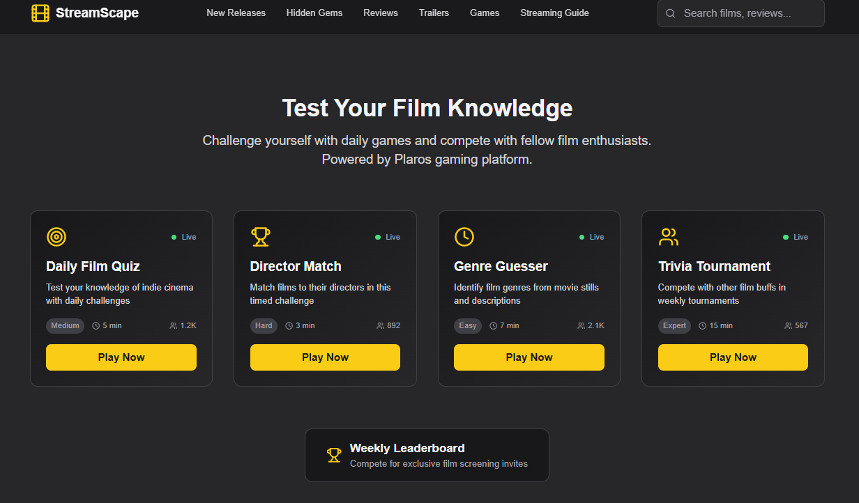 Plaros - AI-Powered Interactive Content Games | Boost Engagement & Revenue